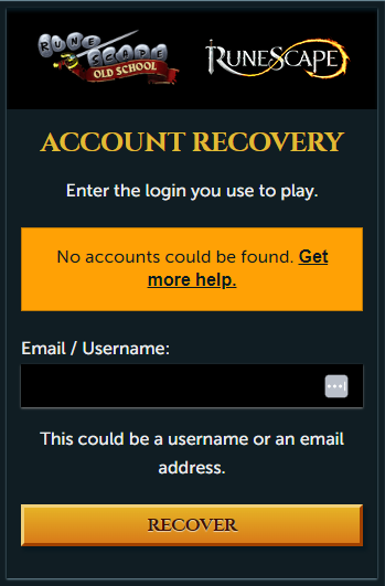 Unable to submit an account recovery | RuneScape Account – Support